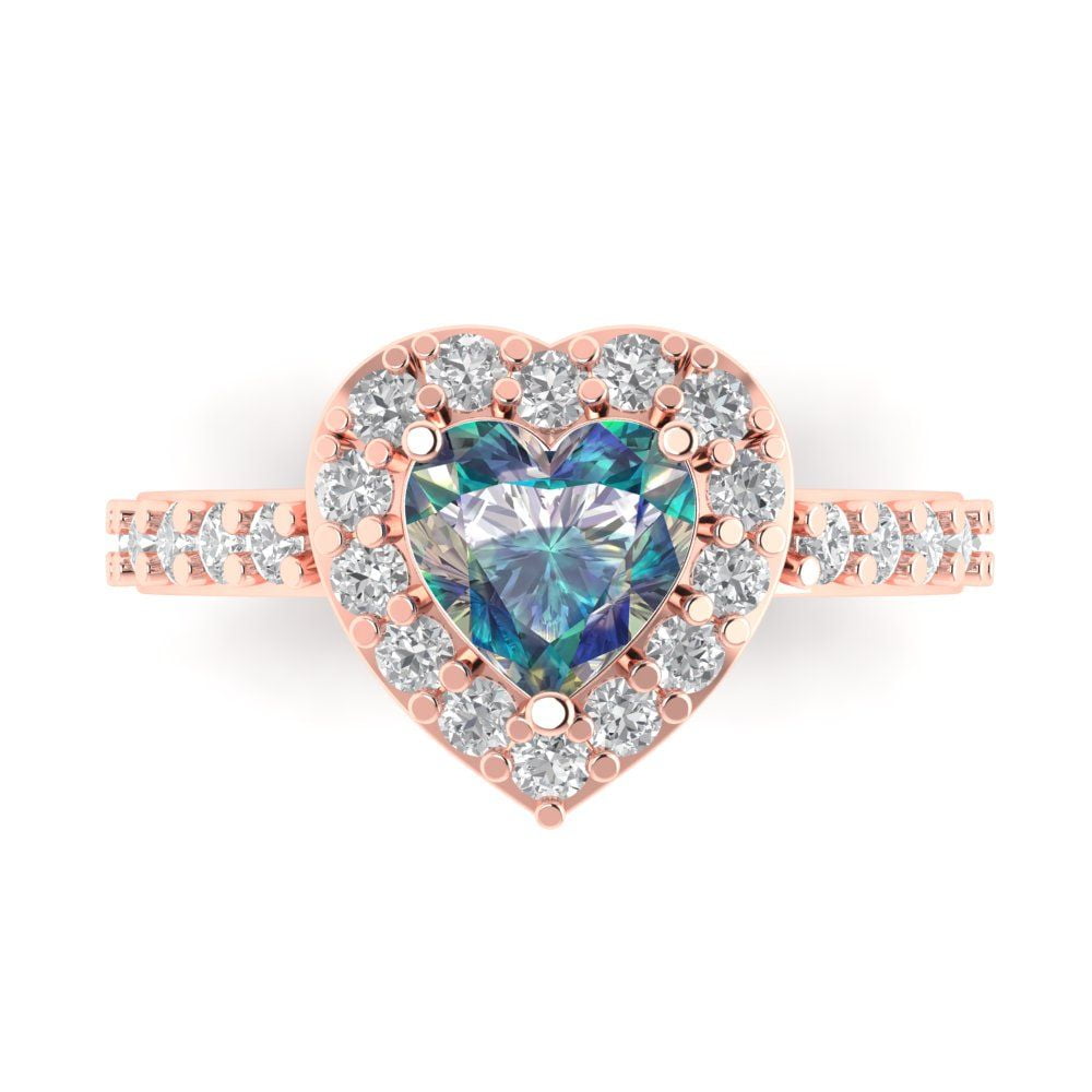 Halo Engagement Ring for Women - 2.03ct Blue Moissanite in 18K Rose Gold Promise Ring - Walmart.com