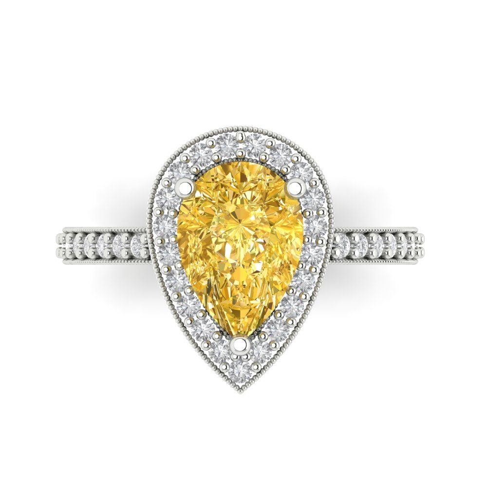Halo Engagement Ring for Women - 2.36ct Natural Citrine in 18K White Gold Promise Ring - Walmart.com