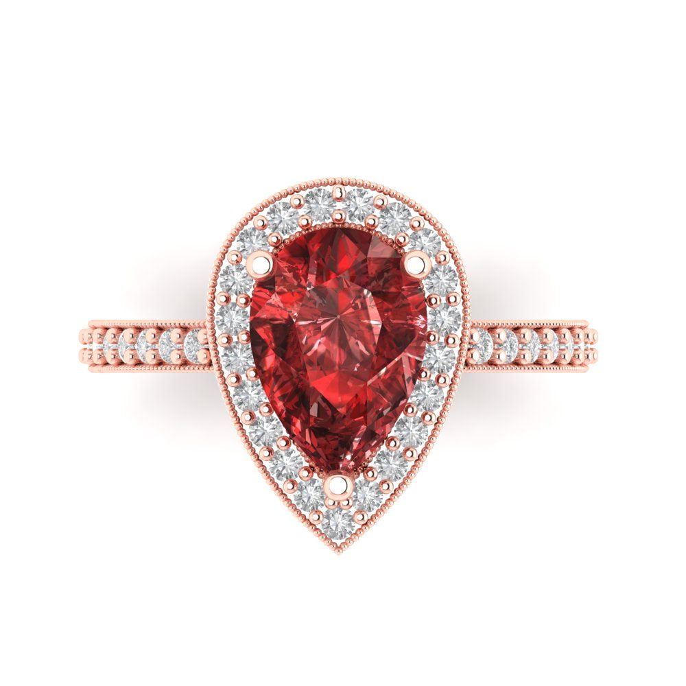 Halo Engagement Ring for Women - 2.36ct Natural Garnet in 18K Rose Gold Promise Ring - Walmart.com