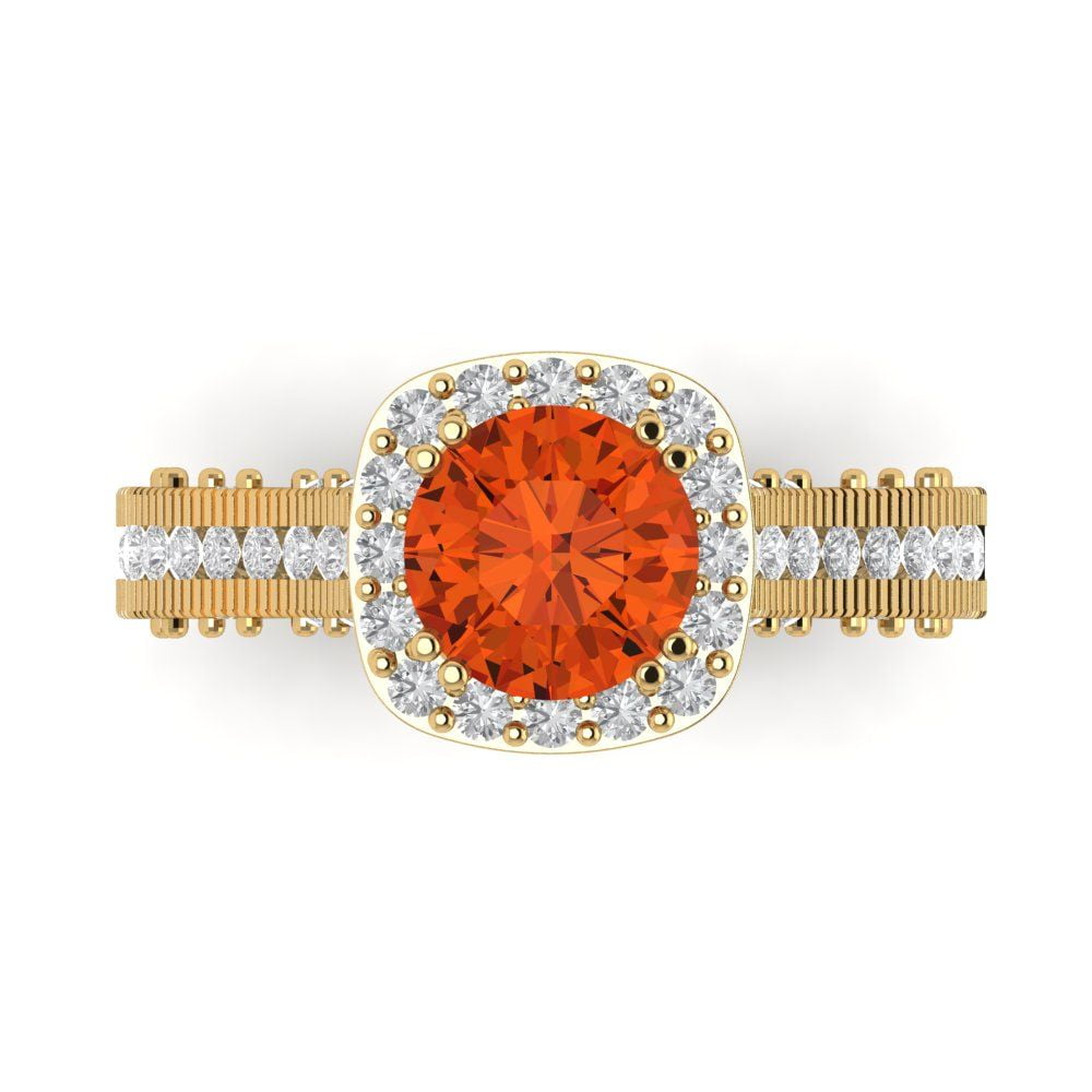Halo Engagement Ring for Women - 2.37ct Simulated Red Diamond in 18K ...