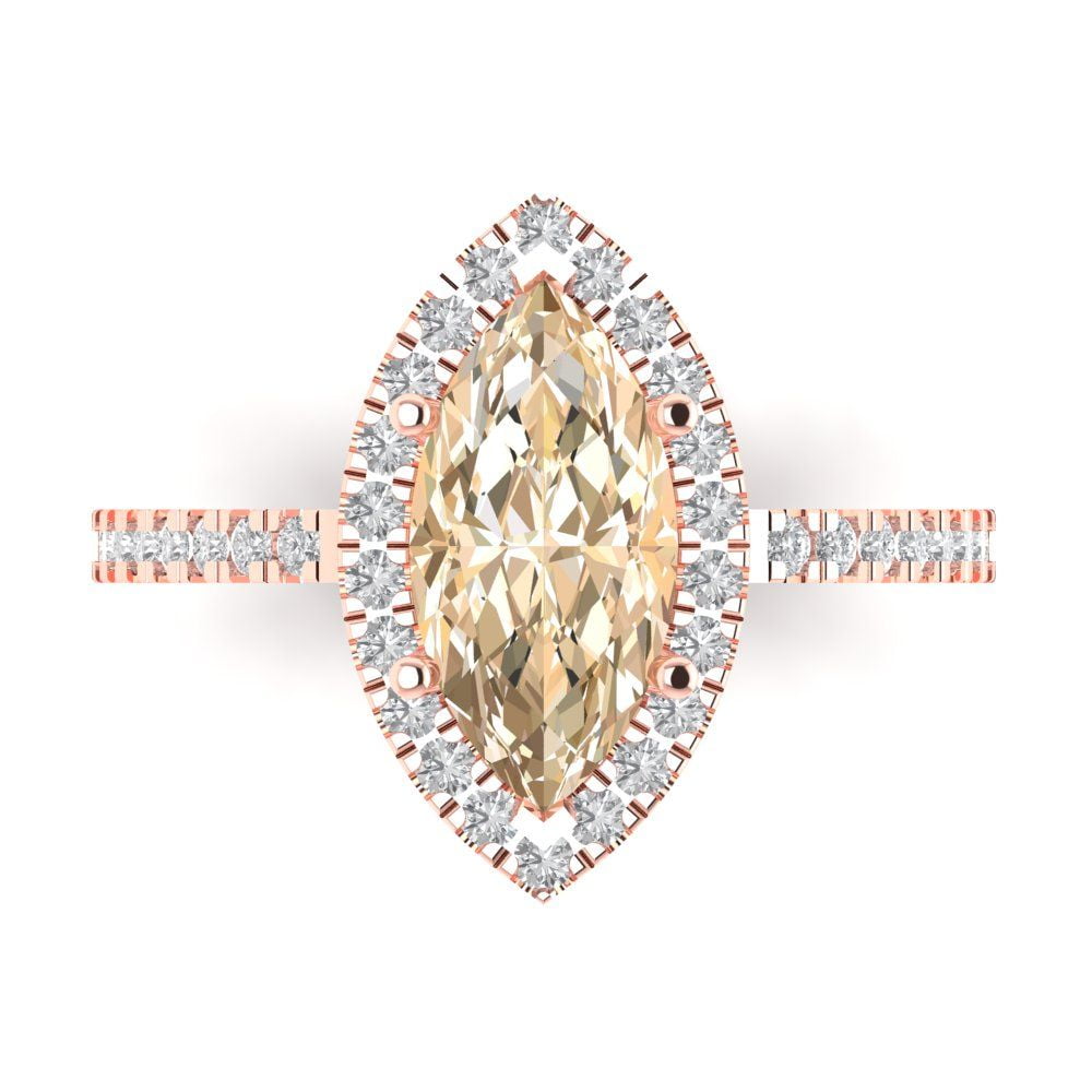 Halo Engagement Ring for Women - 2.38ct Natural Morganite in 18K Rose Gold Promise Ring ...