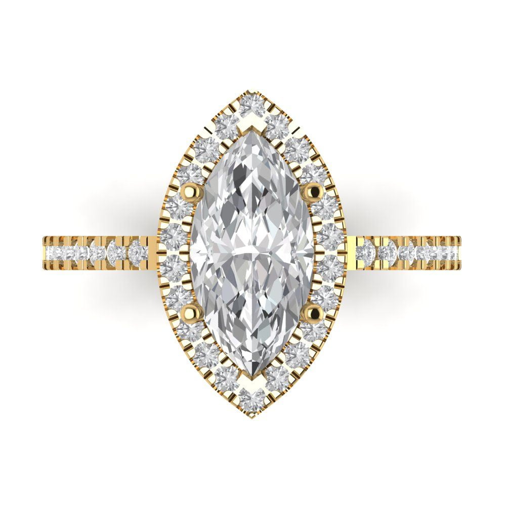 Halo Engagement Ring for Women - 2.38ct White Sapphire in 14K Yellow Gold Promise Ring - Walmart.com