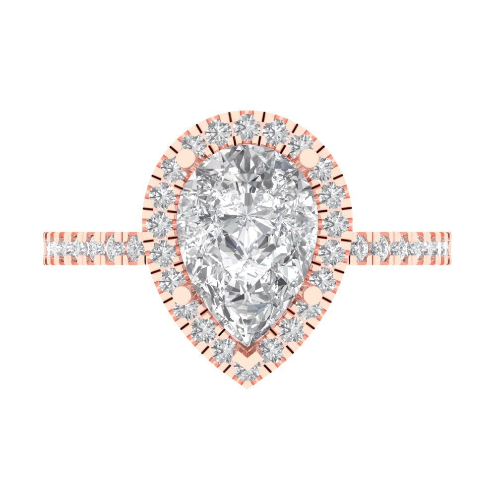 Halo Engagement Ring for Women - 2.38ct White Sapphire in 18K Rose Gold Promise Ring - Walmart.com