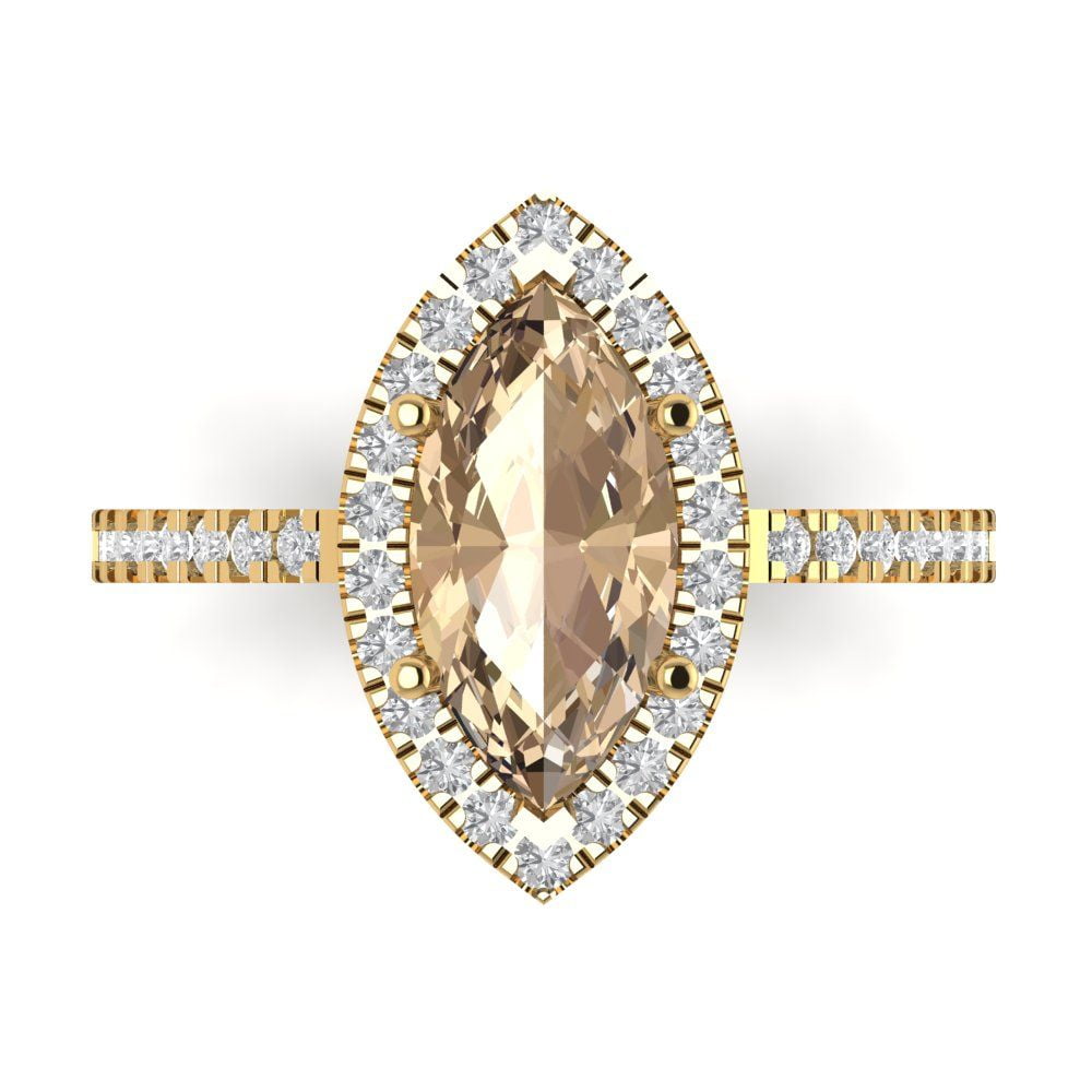 Halo Engagement Ring for Women - 2.38ct Yellow Moissanite in 18K Yellow Gold Promise Ring ...