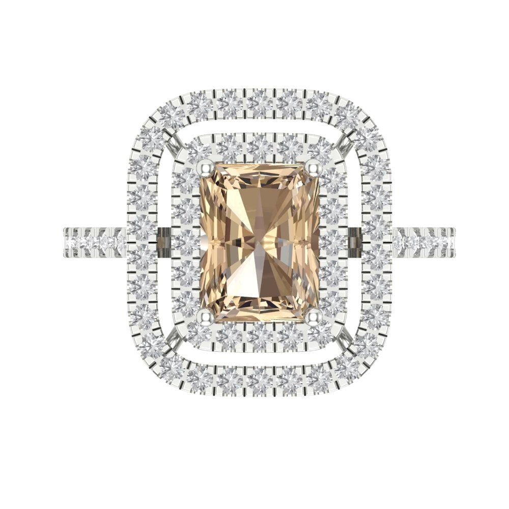 Halo Engagement Ring for Women - 2.62ct Yellow Moissanite in 18K White Gold Promise Ring ...