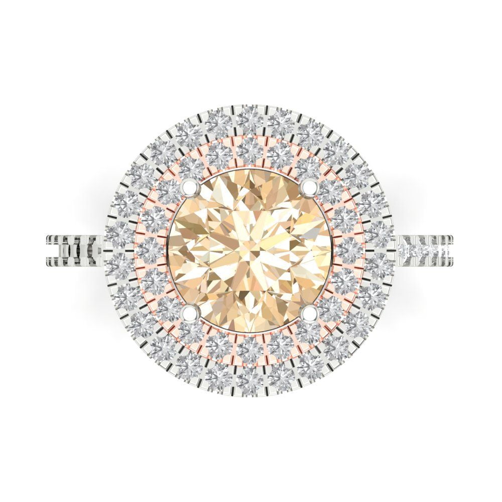 Halo Engagement Ring for Women - 2.6ct Natural Morganite in 18K White ...