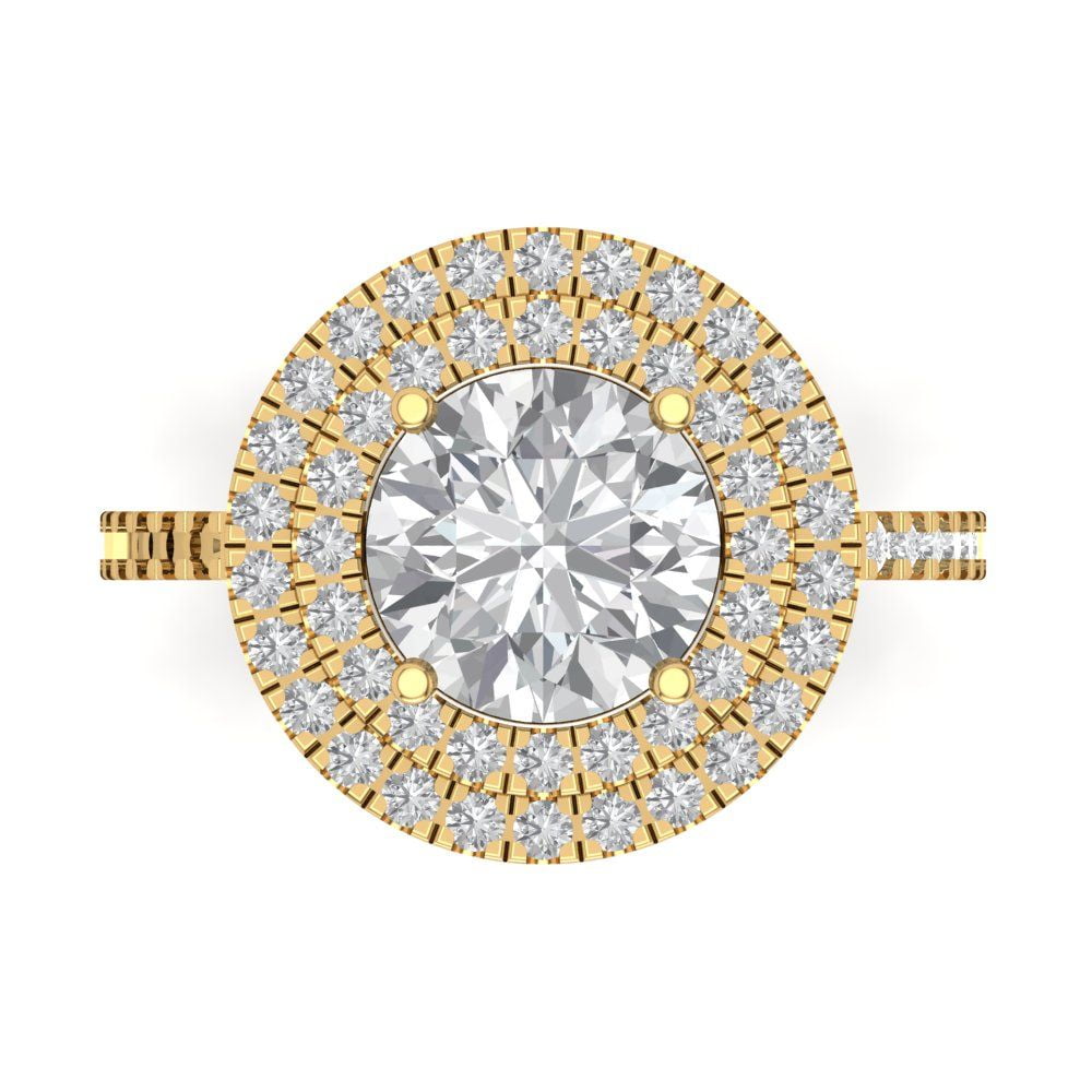 Halo Engagement Ring for Women - 2.6ct White Sapphire in 18K Yellow Gold Promise Ring - Walmart.com