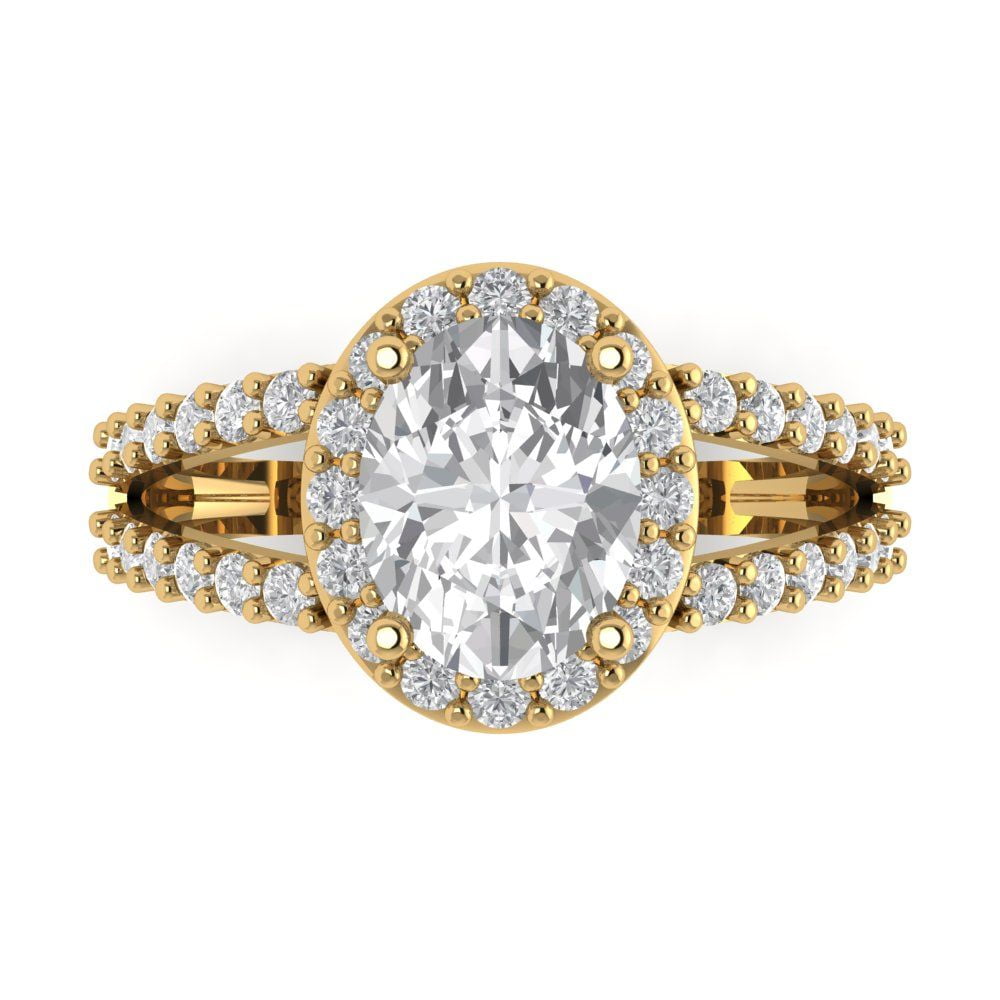 Halo Engagement Ring for Women - 2.6ct White Sapphire in 18K Yellow Gold Promise Ring - Walmart.com