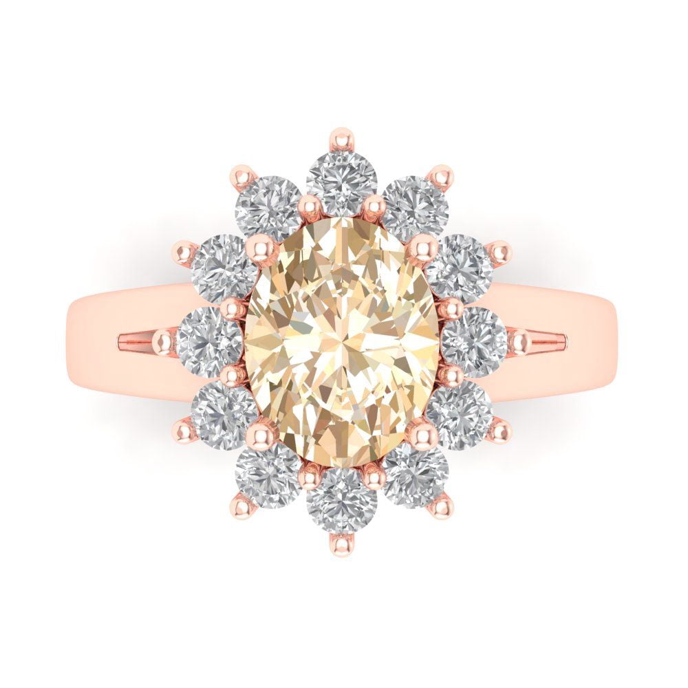 Halo Engagement Ring for Women - 2.72ct Natural Morganite in 18K Rose ...