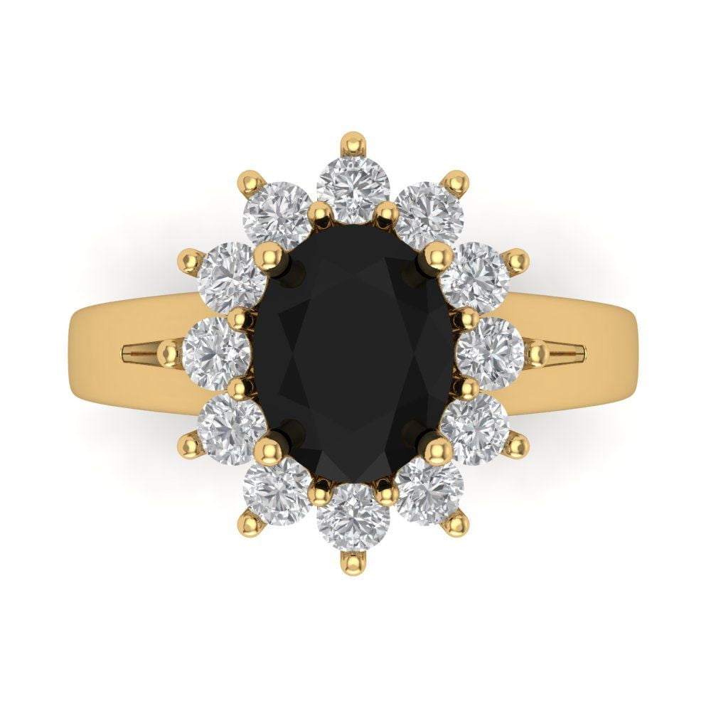 Halo Engagement Ring for Women - 2.72ct Natural Onyx in 14K Yellow Gold Promise Ring - Walmart.com