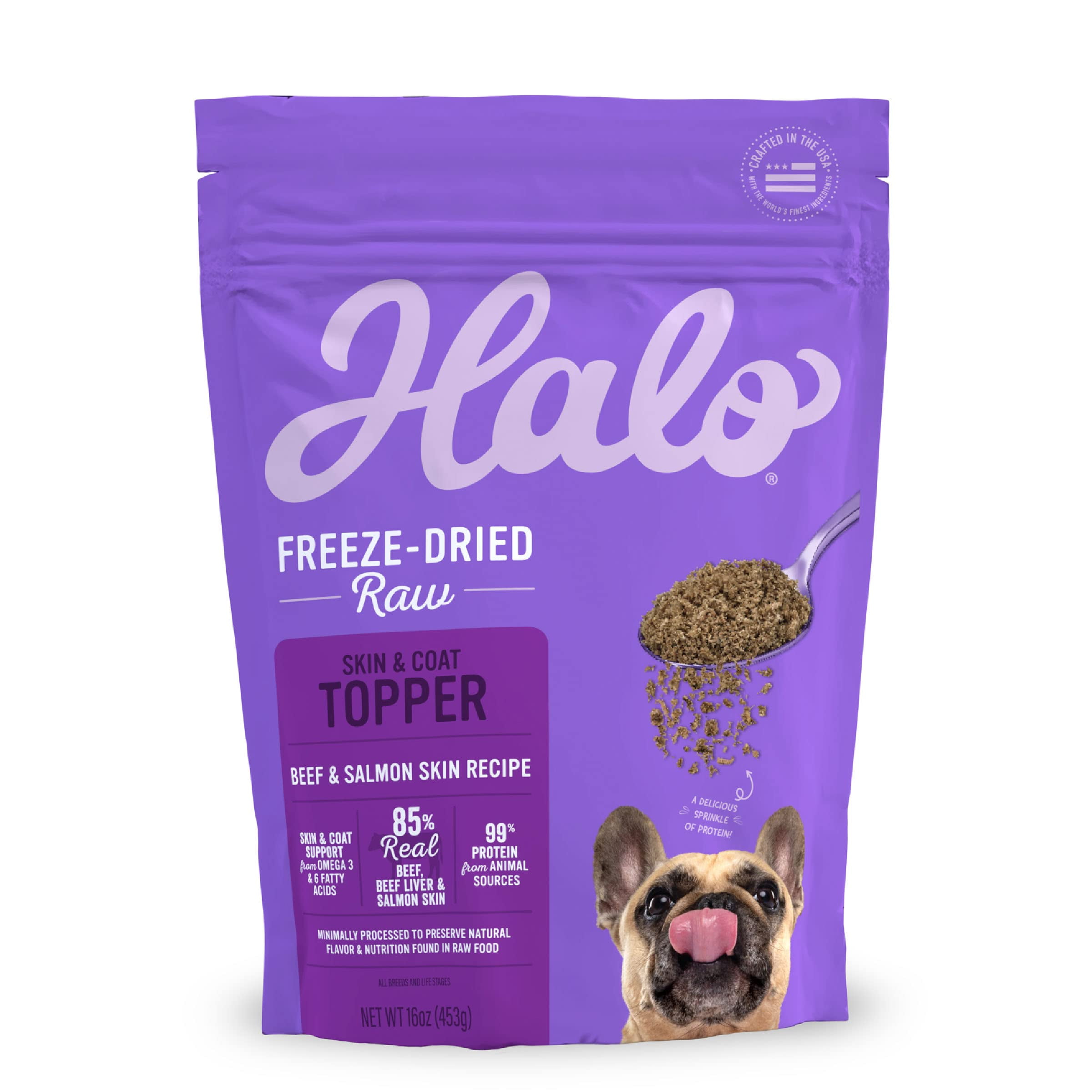 Halo Freeze Dried Raw XEF1 Skin & Coat Topper, Beef And Salmon Skin ...