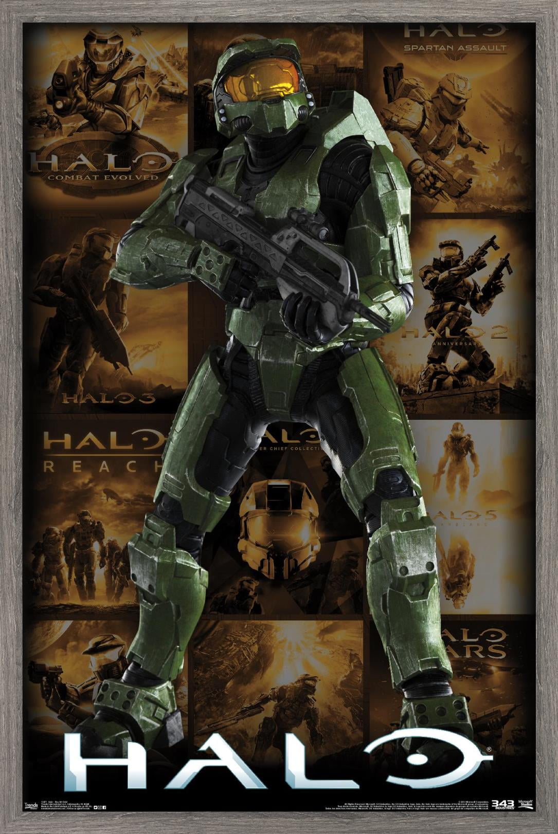 Halo - Game Key Art Grid Wall Poster, 14.725" x 22.375", Framed ...