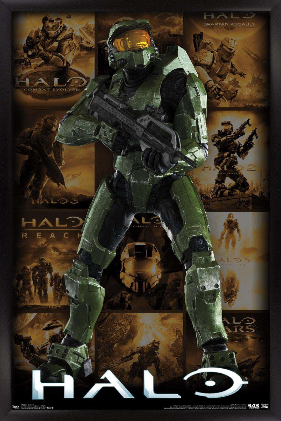 Halo - Game Key Art Grid Wall Poster, 14.725" x 22.375", Framed ...
