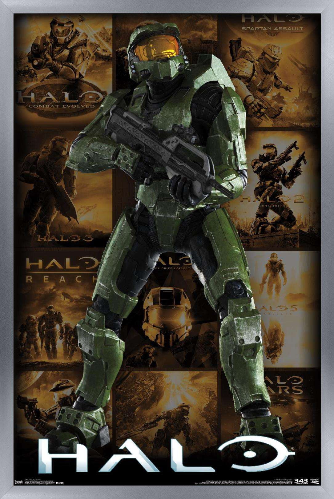 Halo - Game Key Art Grid Wall Poster, 14.725" x 22.375", Framed ...