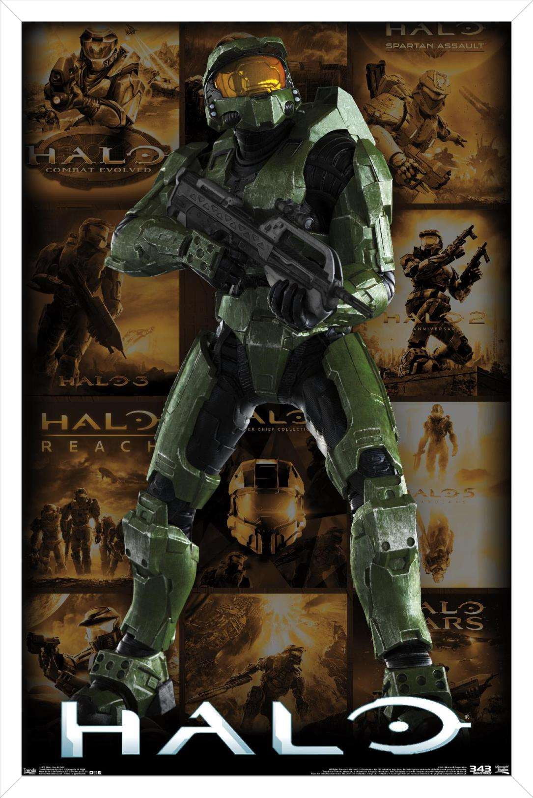Halo - Game Key Art Grid Wall Poster, 14.725" x 22.375", Framed ...