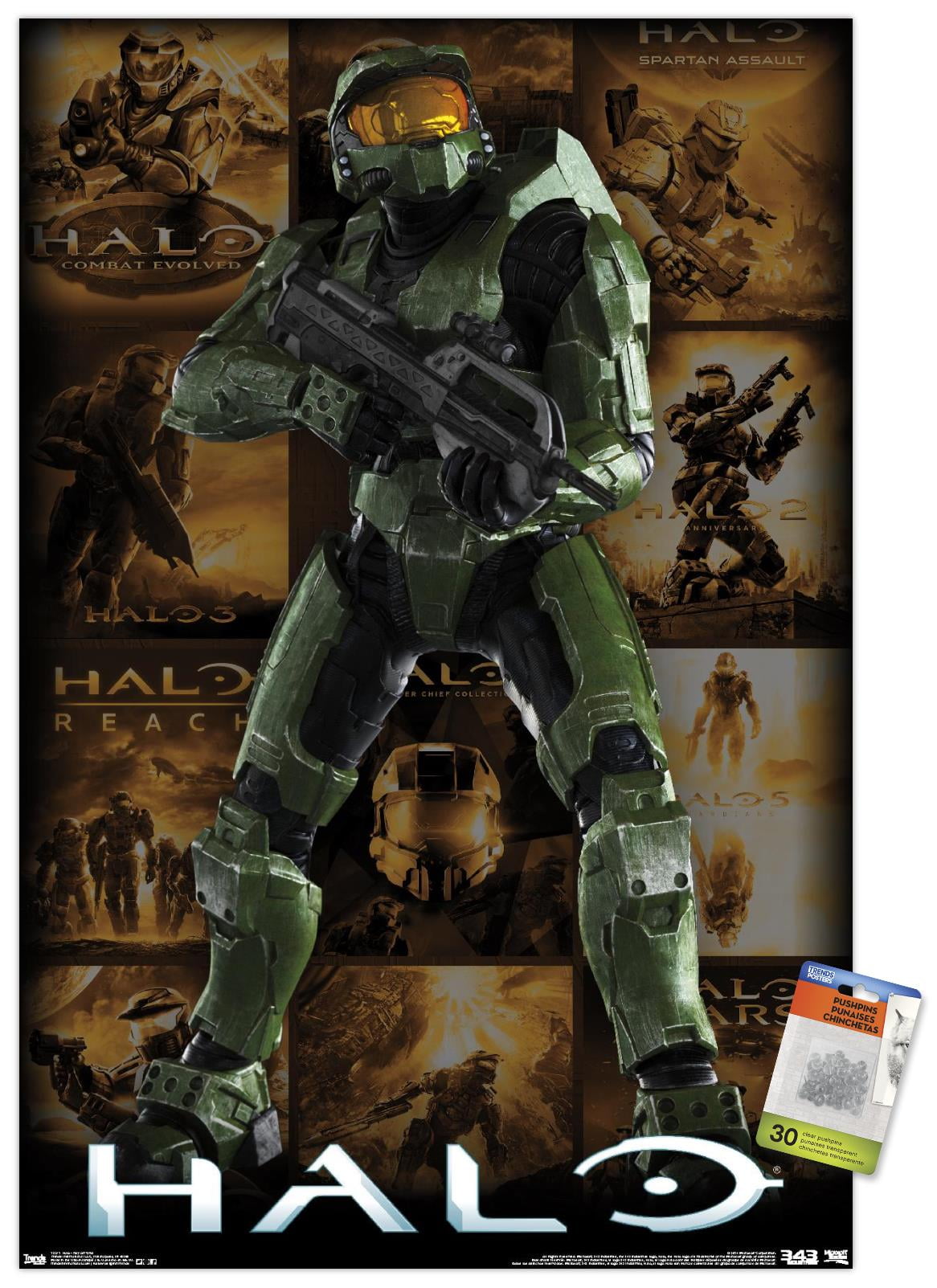 Halo - Game Key Art Grid Wall Poster with Push Pins, 22.375" x 34 ...