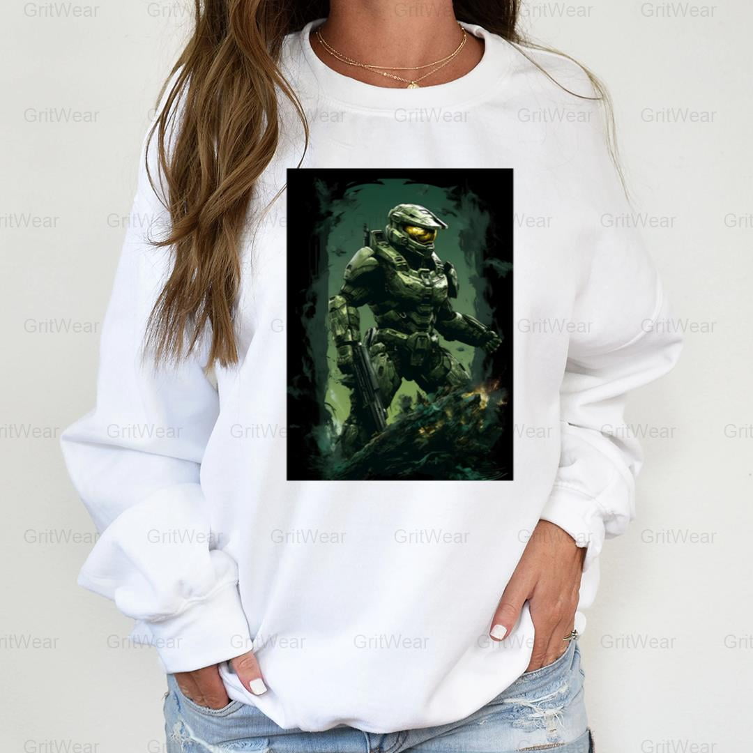 Halo Gaming Master Chief Vintage Heavy Cotton Graphic Gamer Sweatshirt ...