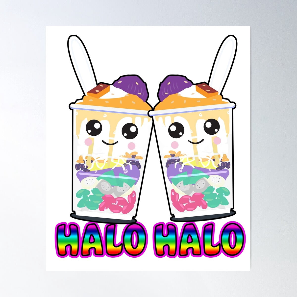 Halo-Halo Filipino Dessert Ice Cream Fruit Shaved Ice Foodie Poster ...