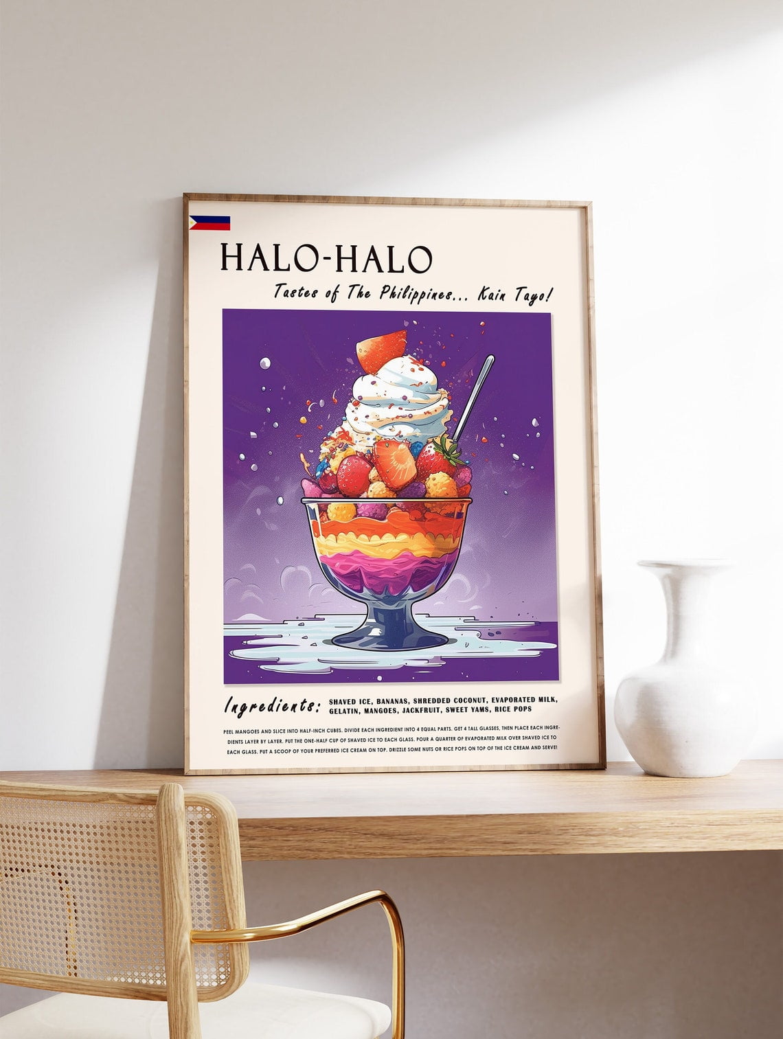 Halo Halo Filipino Food Poster, Filipino Ice Cream Food Print ...