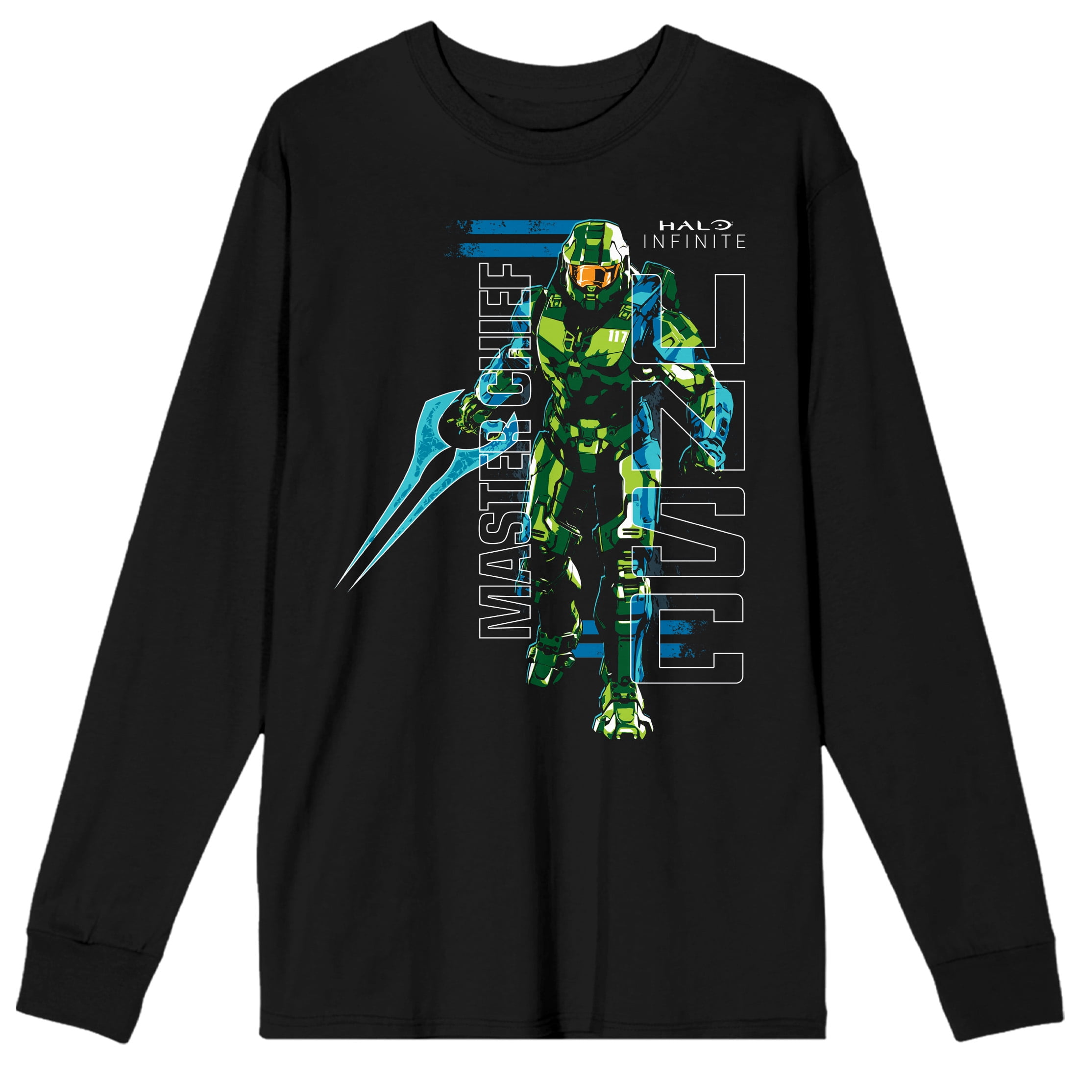 Halo Infinite Master Chief UNSC Logo Crew Neck Long Sleeve Black Adult ...