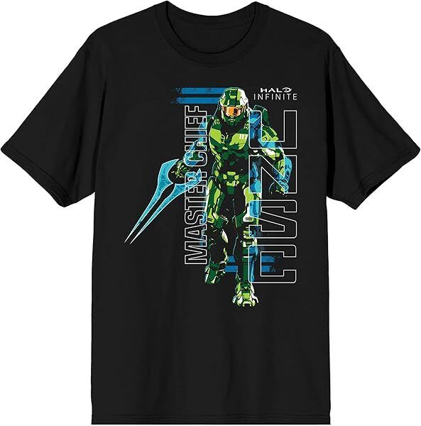 Halo Infinite Master Chief UNSC Logo Crew Neck Short Sleeve Black Men's ...