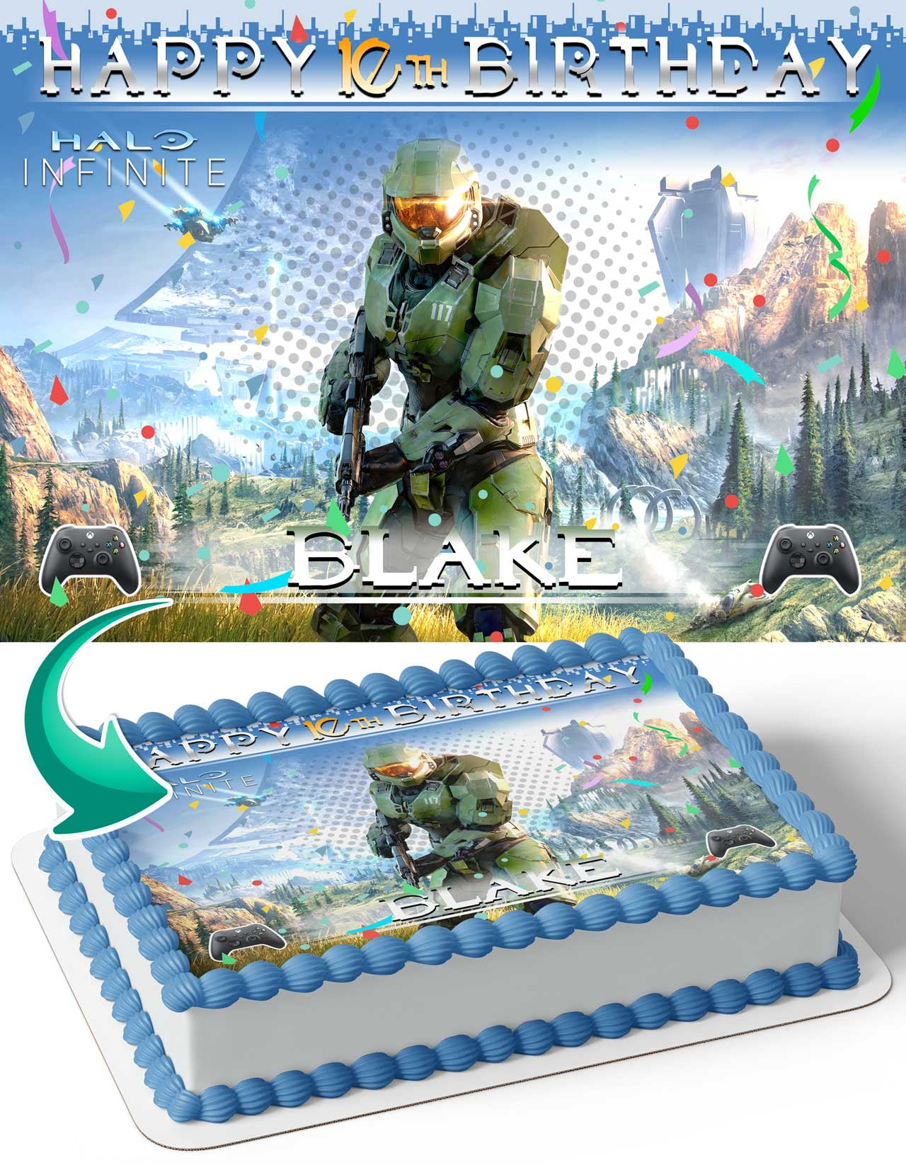 Halo Infinity 2021 Edible Image Cake Topper Personalized Birthday Sheet ...