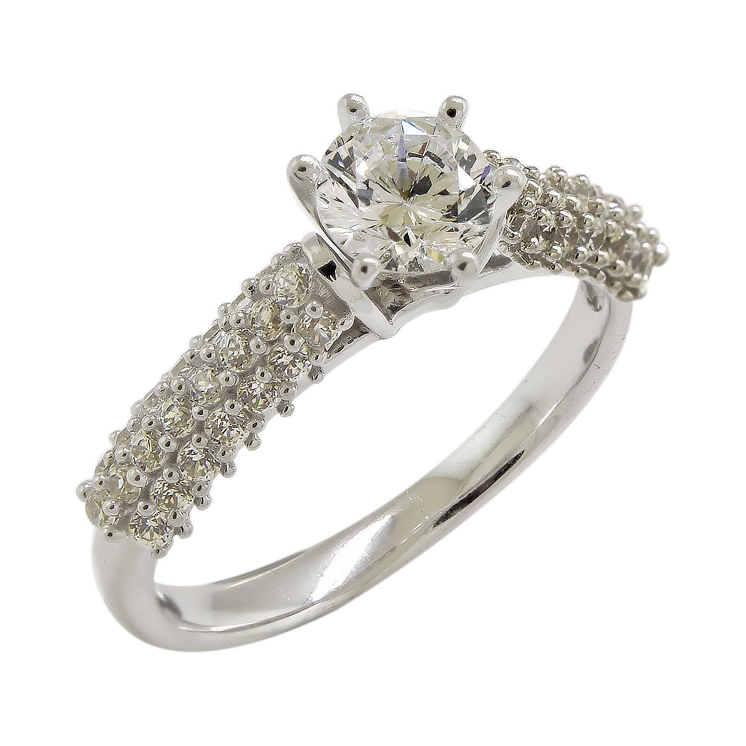 Halo Jewelers 14k White Gold Center 5MM Round Cut Lab Created ...