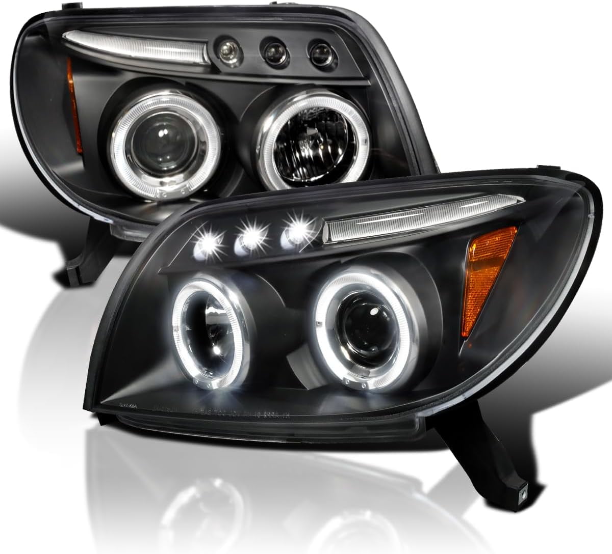 Halo LED Black Projector Headlights Compatible with 2003-2005 Toyota ...