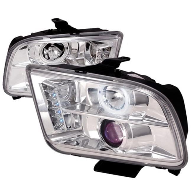 Halo LED Projector Headlight for 05 to 09 Ford Mustang- Chrome - 11 x ...