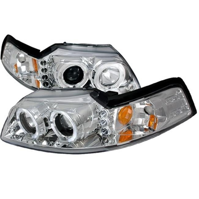 Halo LED Projector Headlight for 99 to 04 Ford Mustang- Chrome - 10 x ...