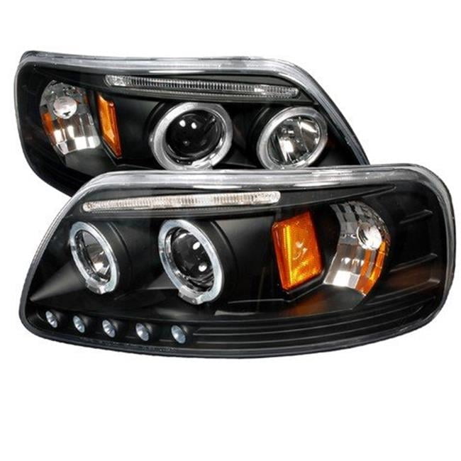 Halo LED Projector Headlights for 97 to 02 Ford Expedition, Black - 9 x ...