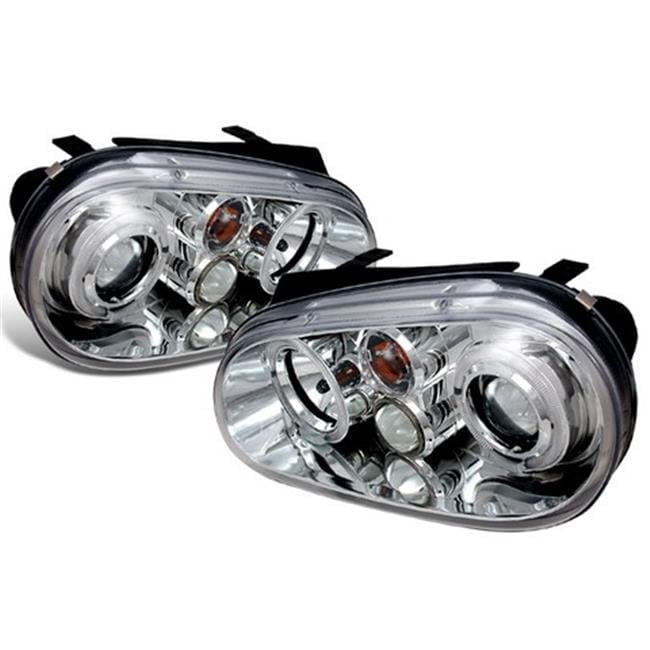 Halo LED Projector Headlights for 99 to 05 Volkswagen Golf- Chrome - 10 ...