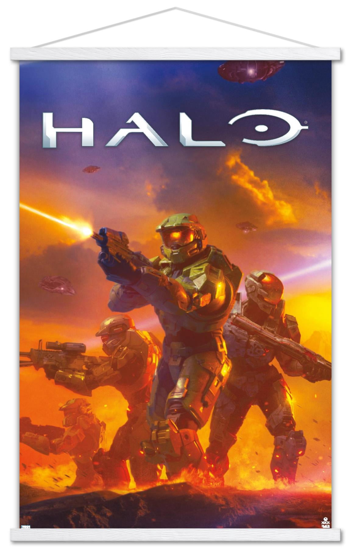 Halo - Master Chief Battle Wall Poster with Wooden Magnetic Frame, 22. ...