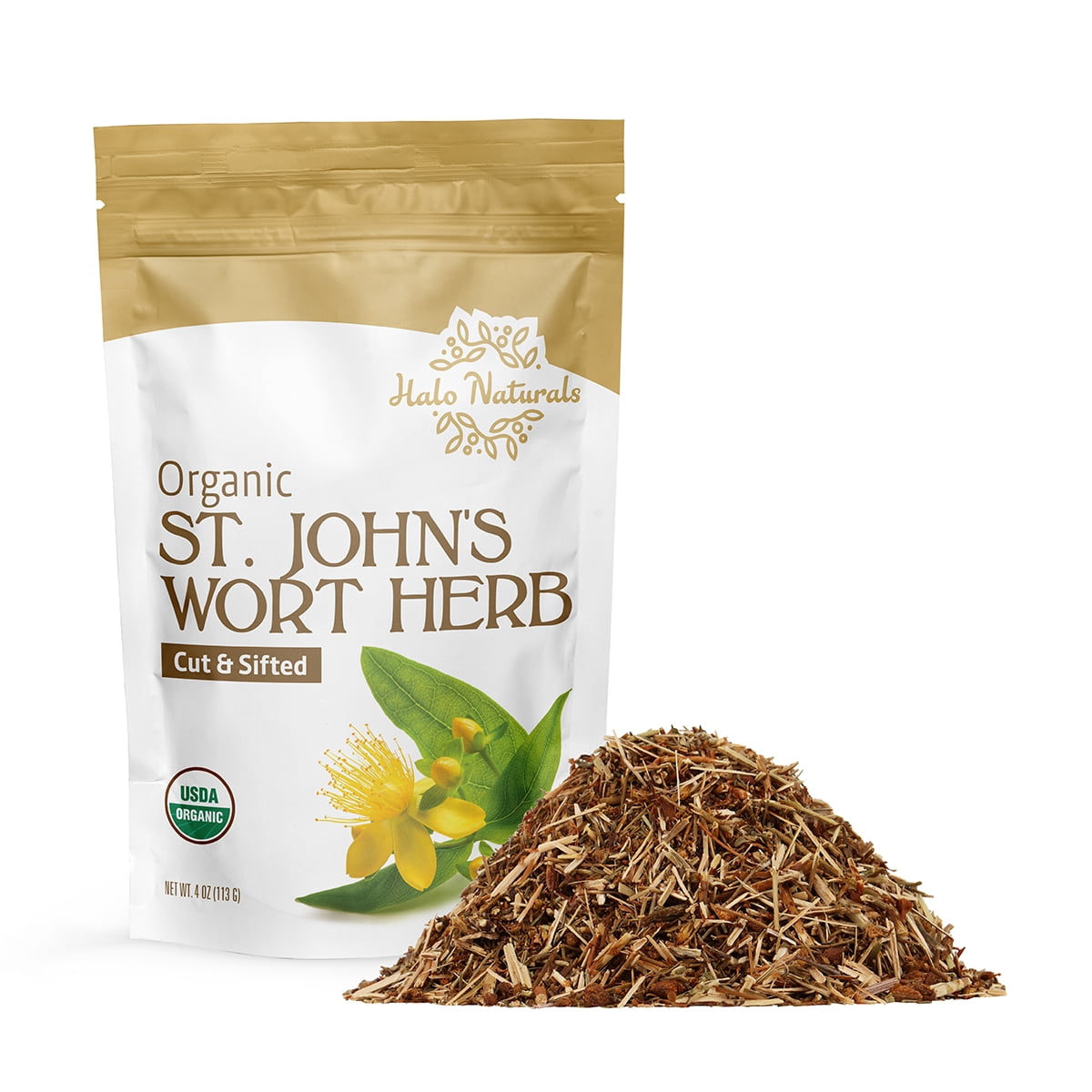 Halo Naturals Organic St. John's Wort Herb Cut & Sifted, 4 Ounces ...