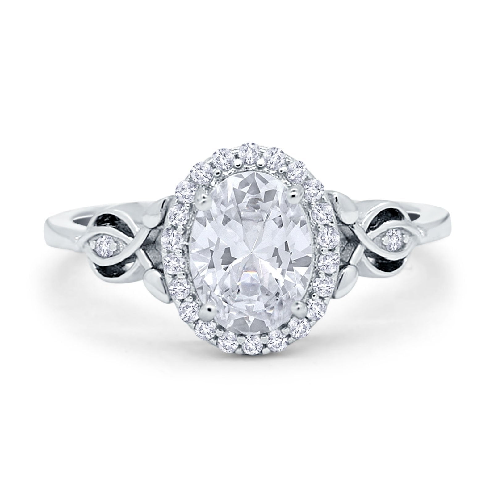 Halo Oval Engagement Ring CZ 925 Sterling Silver Size 5 - Walmart.com