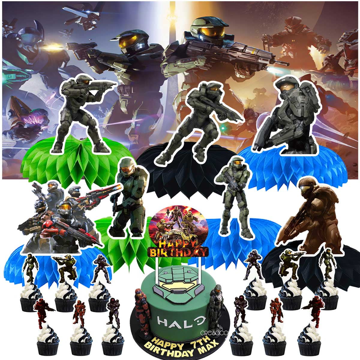 Halo Party Decorations Decor Supplies Honeycomb Centerpieces Table ...