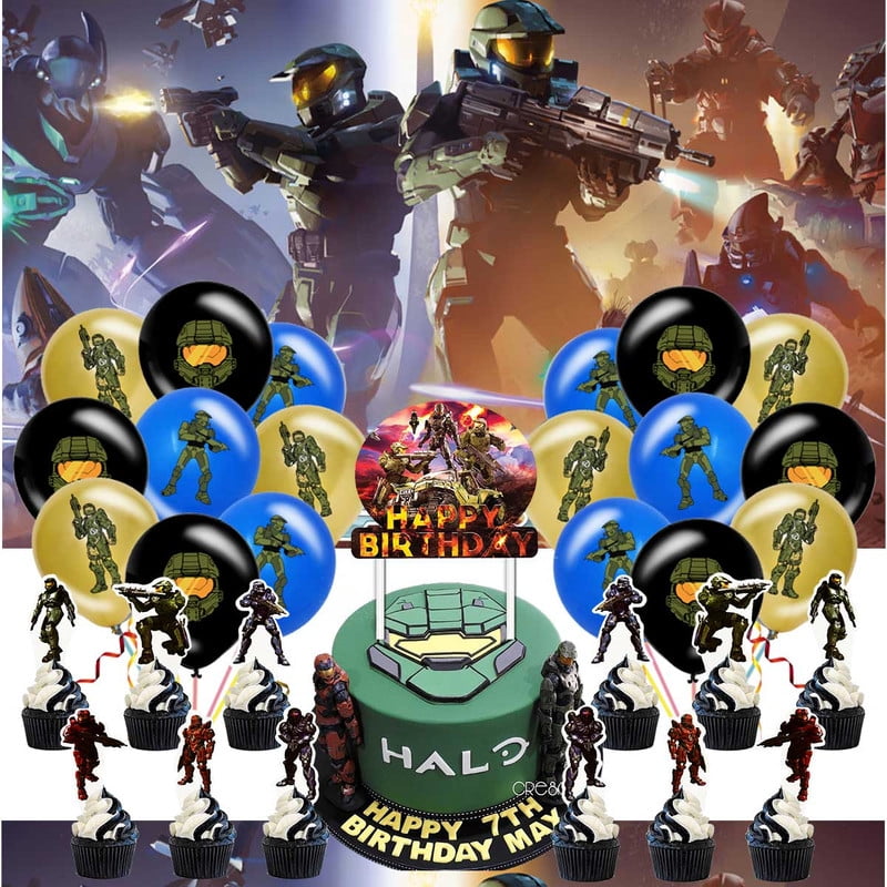 Halo Party Supplies Decor Latex Balloons Birthday Banner Decorations ...