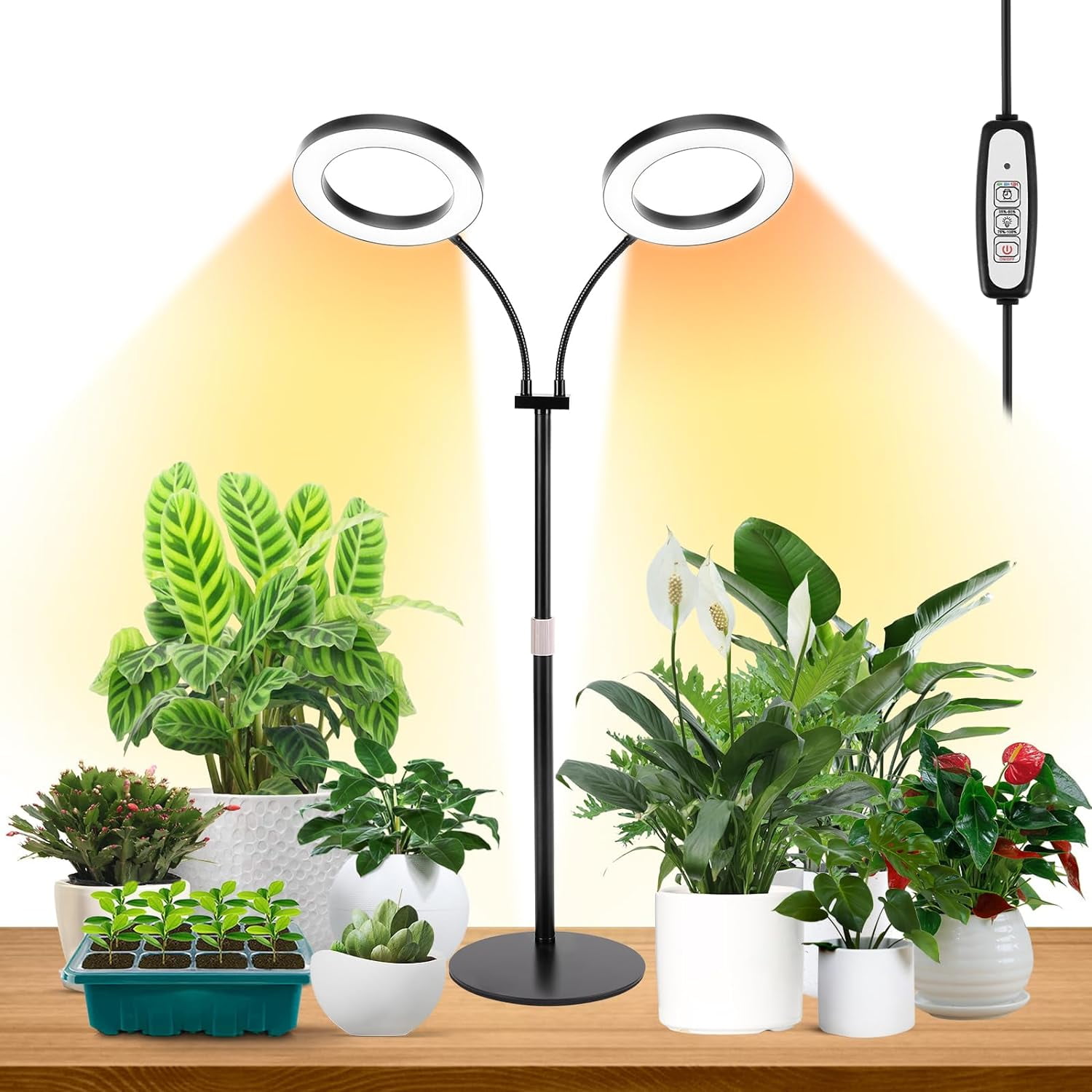 Halo Plant Grow Lights, Dual-Head Desk Grow Light for Indoor Plants ...