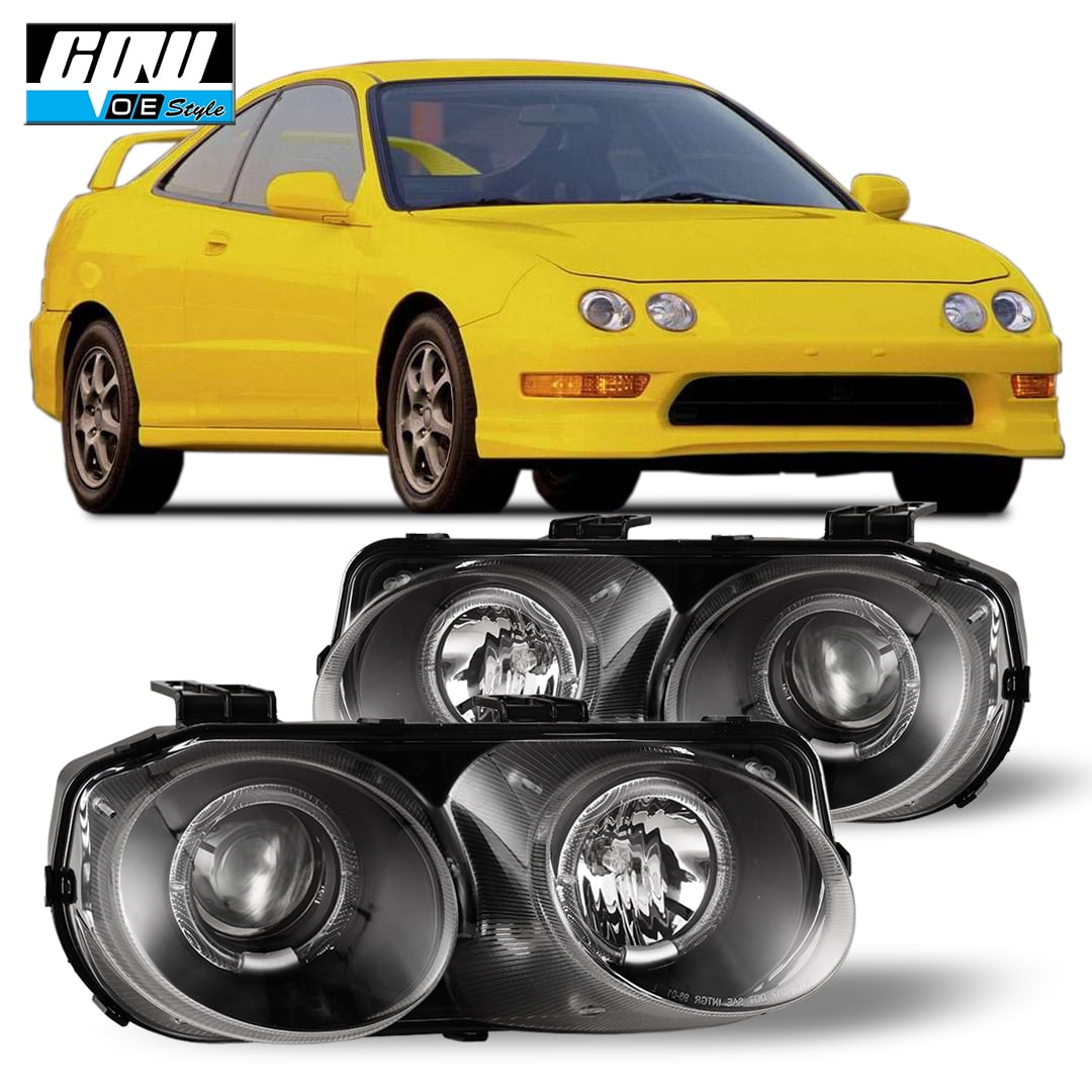 Halo Projector Black/Clear Lens Headlights Pair Set for 1994-1997 Acura ...