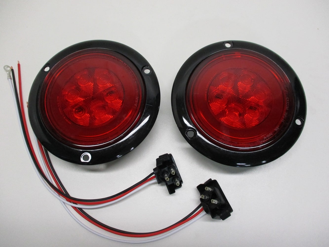 Halo Red LED 4" Round Trailer Truck Stop Turn Brake Tail Light 5.5 ...