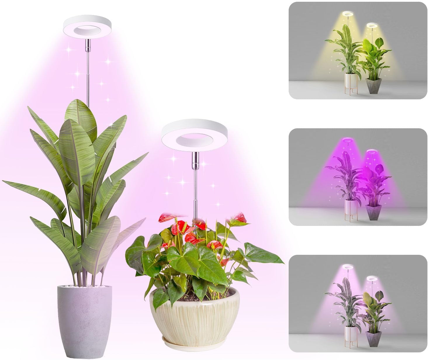 Halo Ring Grow Lights for Small Indoor Plants, Red+Blue+Yellow Light ...