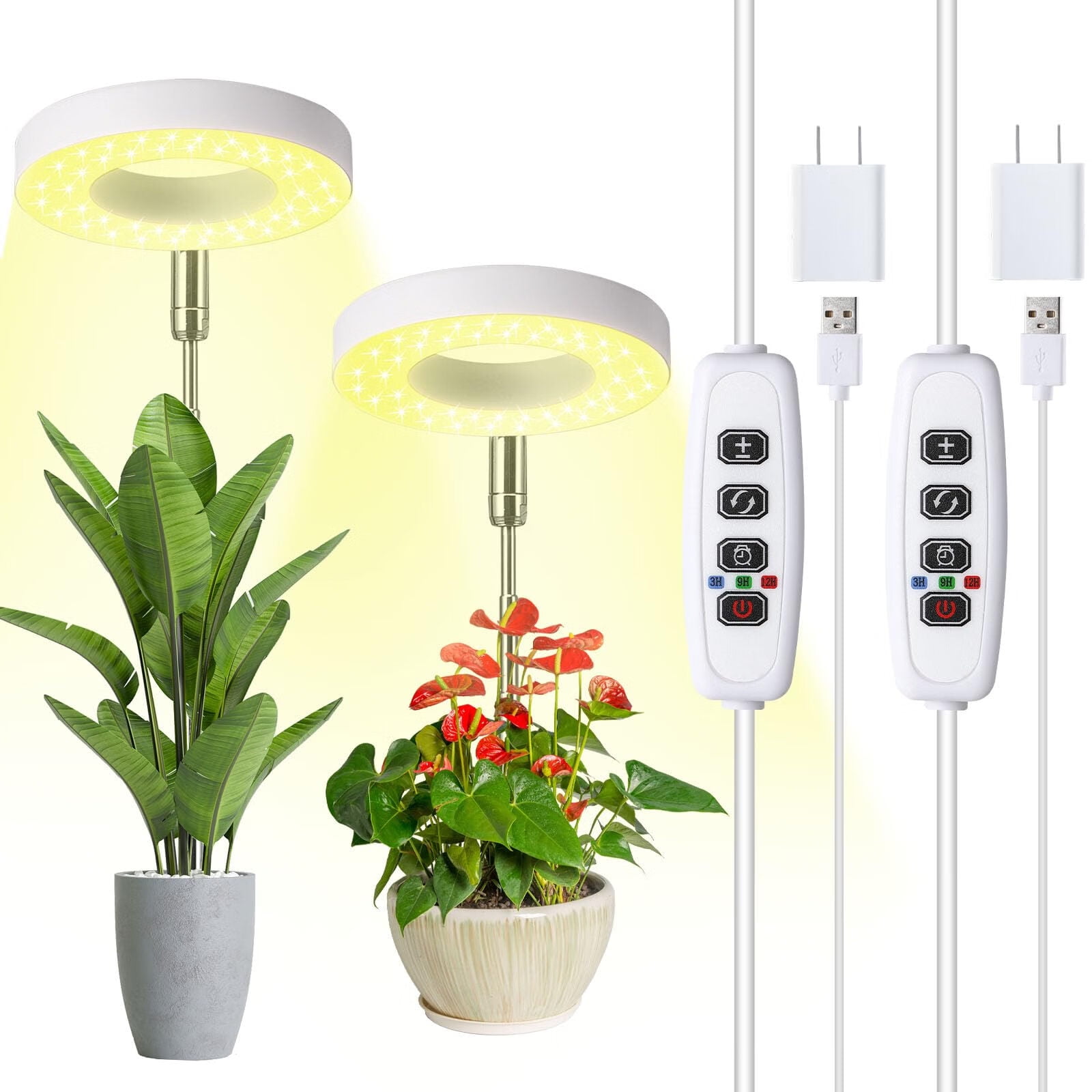 Halo Ring Grow Lights for Small Indoor Plants,Warm+White,Height ...