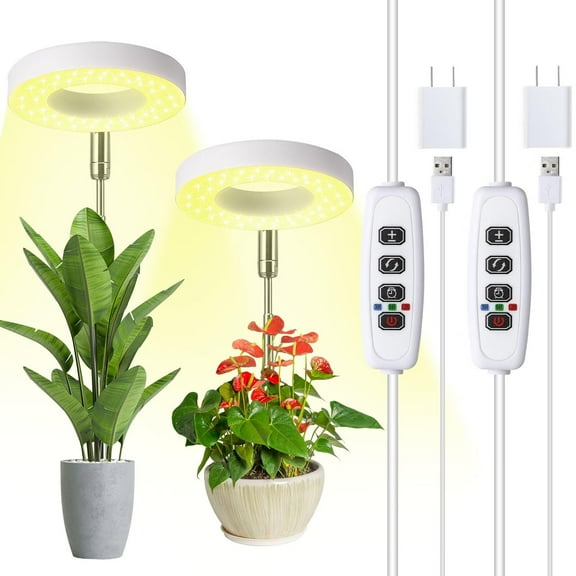 Halo Ring Grow Lights for Small Indoor Plants, Warm+White 96LEDs Full ...