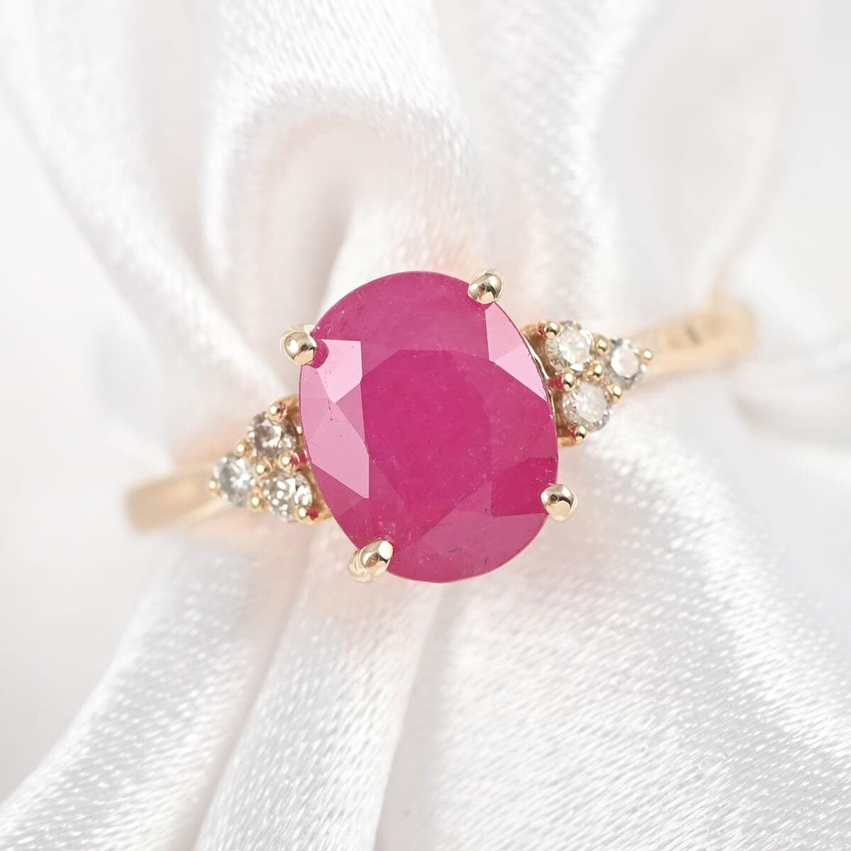 Halo Ruby Diamond Engagement Ring, Paved Oval Ruby Ring For Wedding ...