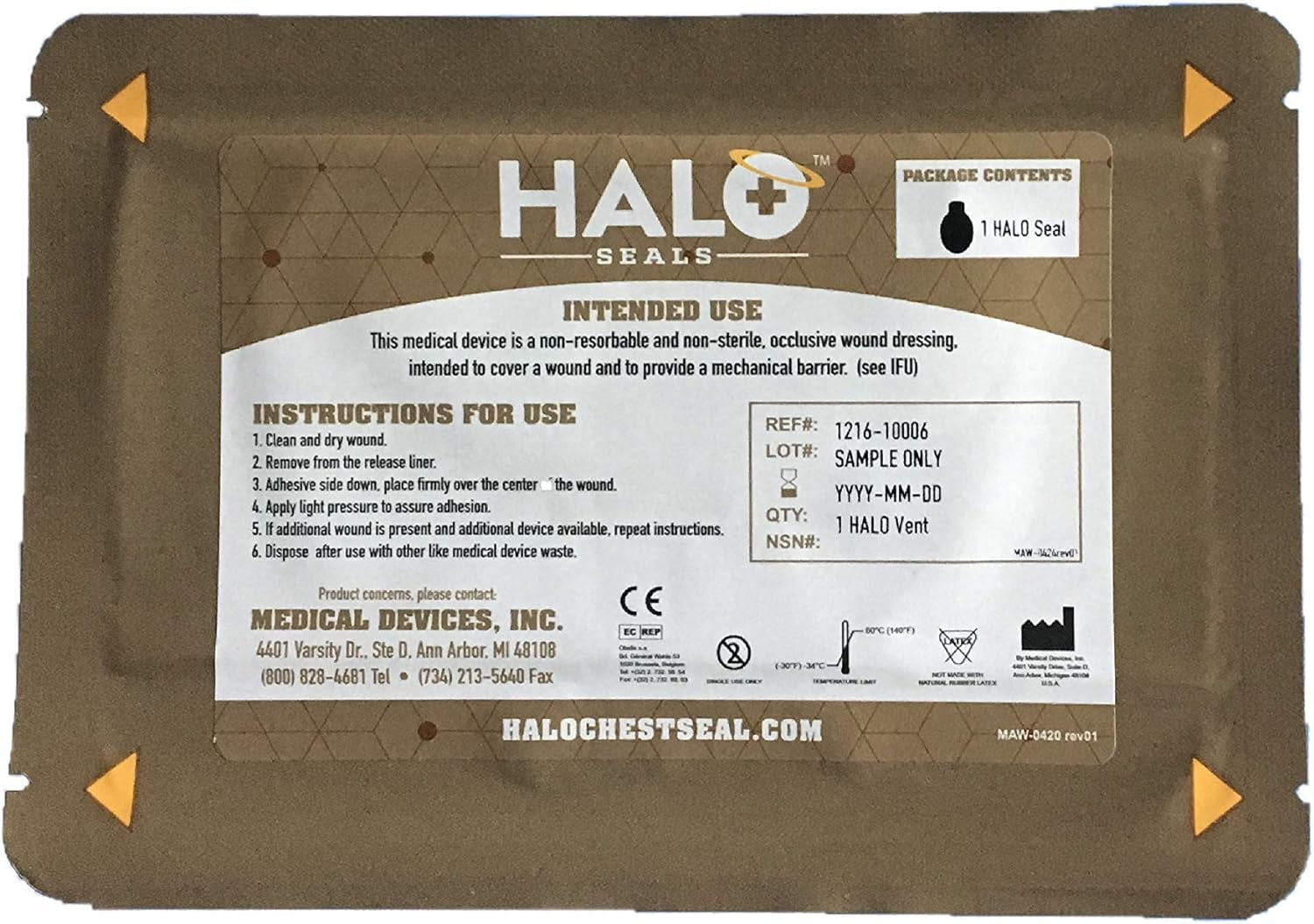 Halo Seal Chest Seal, Single Pack, IFAK kit Packaging - Walmart.com