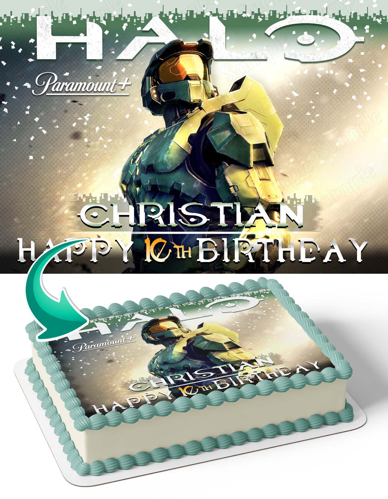 Halo Series Edible Image Cake Topper Personalized Birthday Sheet Decal ...
