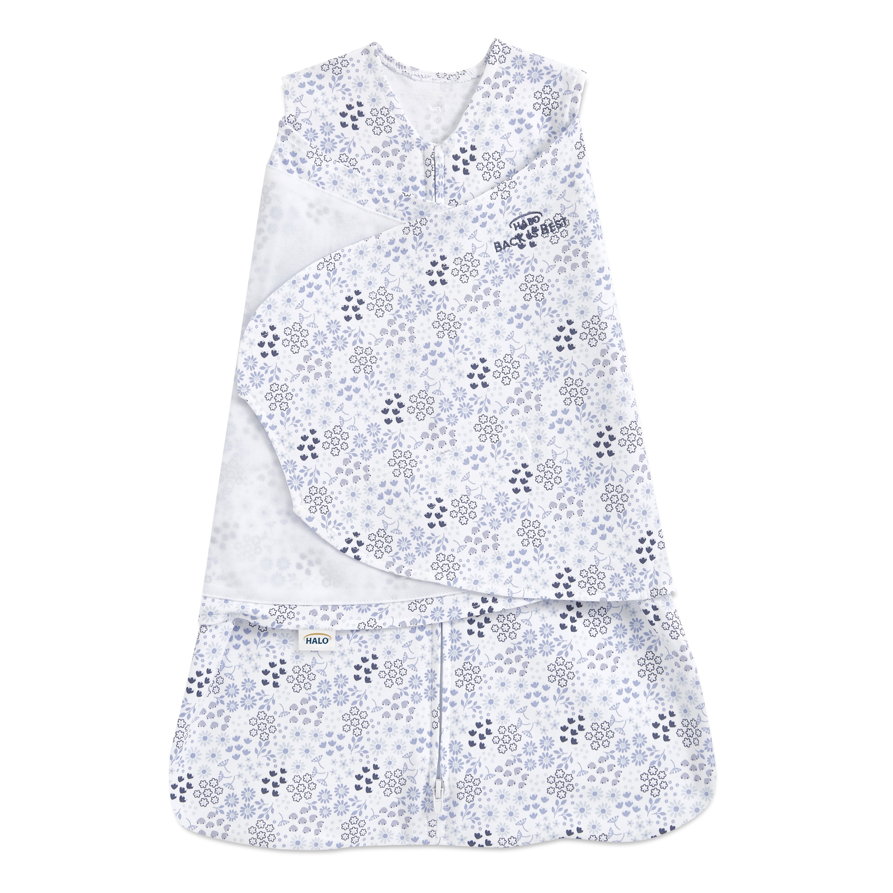 Halo® Sleepsack® Swaddle, 100% Cotton, Mini Blue Floral, Newborn Girls ...