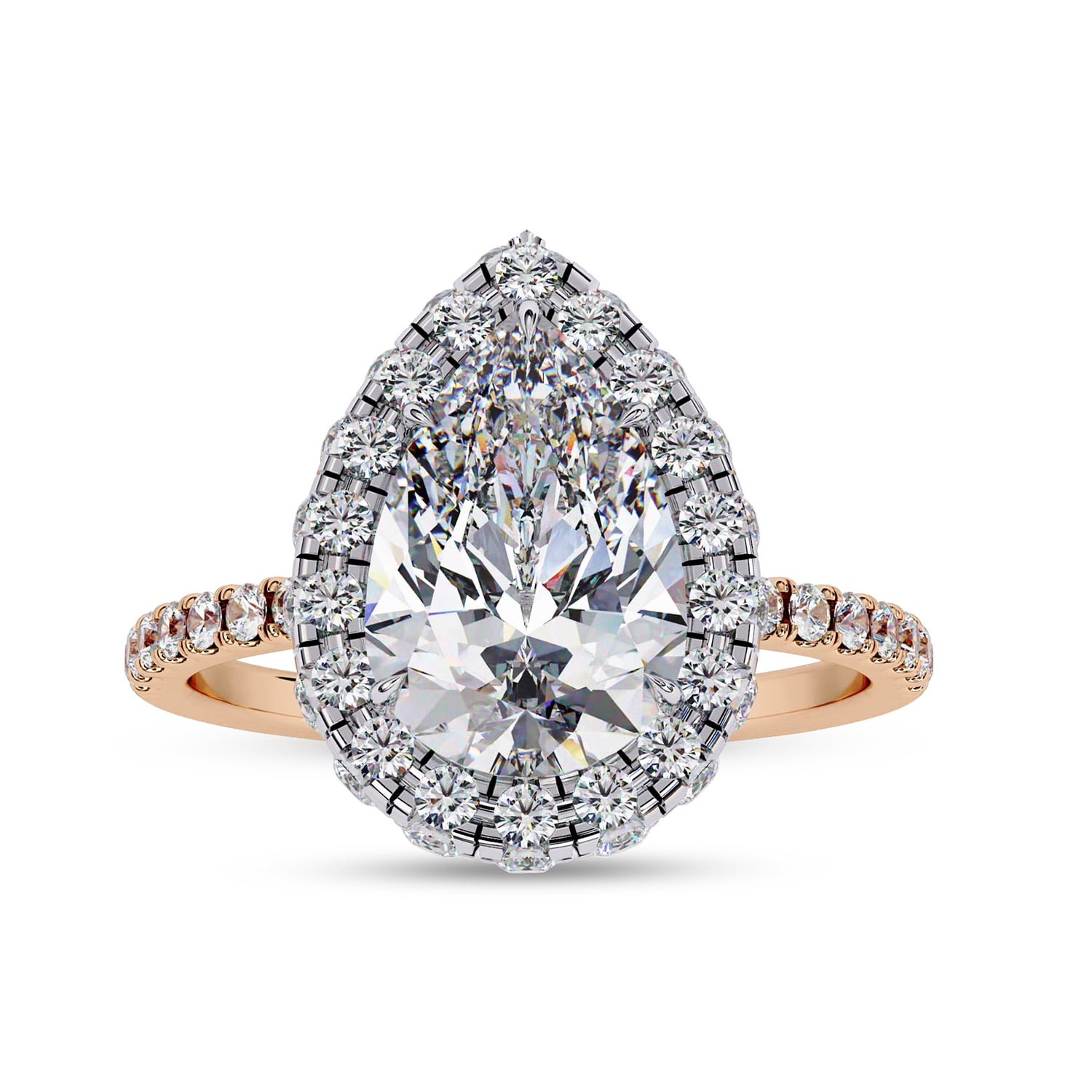 Halo Solitaire Engagement Rings For Women | Center 10x7mm Pear Cut Lab ...