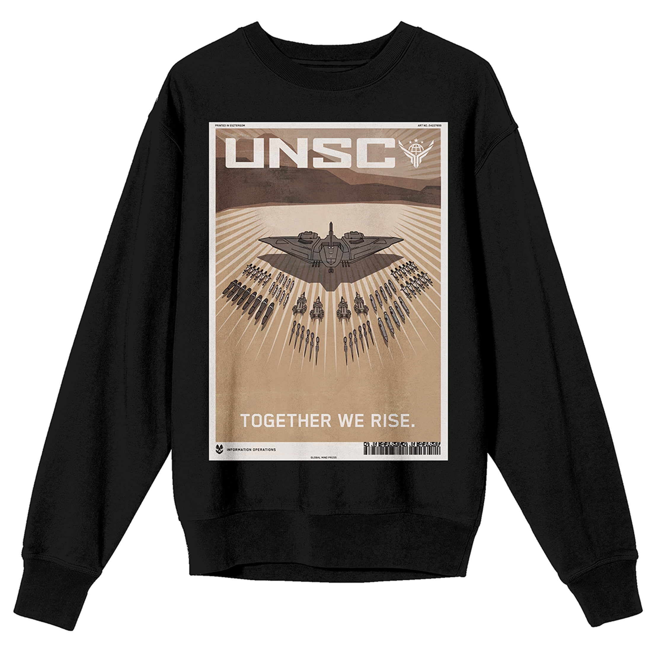 Halo Together We Rise UNSC Poster Crew Neck Long Sleeve Adult Black ...