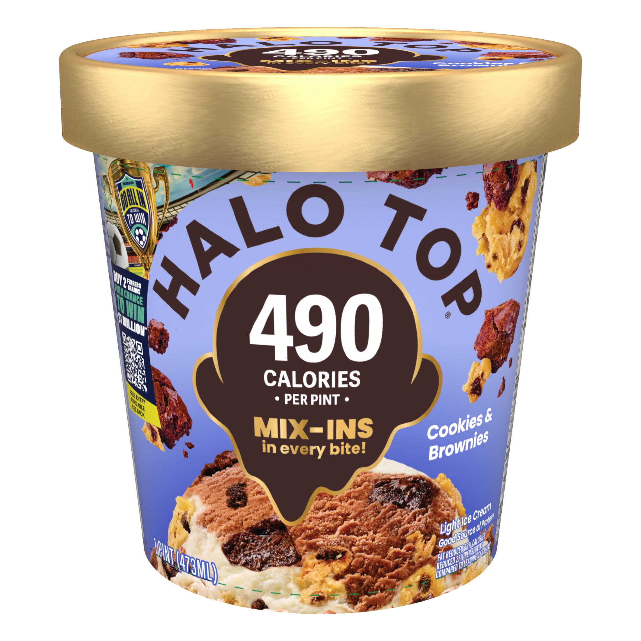 Halo Top Cookies & Chocolate Brownies Light Ice Cream, Lower Calorie ...